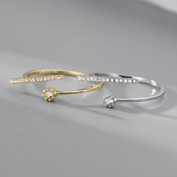 Jewelry | 925 Sterling Silver Zircon Diamond Adjustable Ring | Poshmark